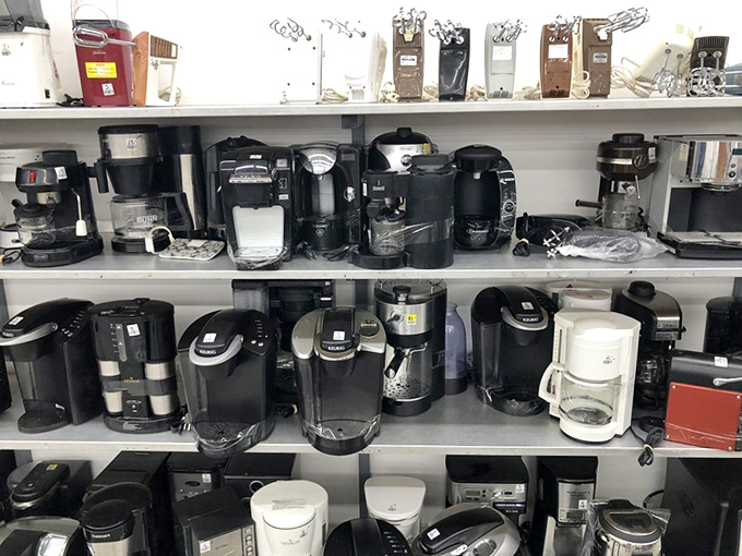 Coffee maker heaven! Enough caffeine contraptions to fuel a small nation or satisfy the most particular morning brew enthusiast.