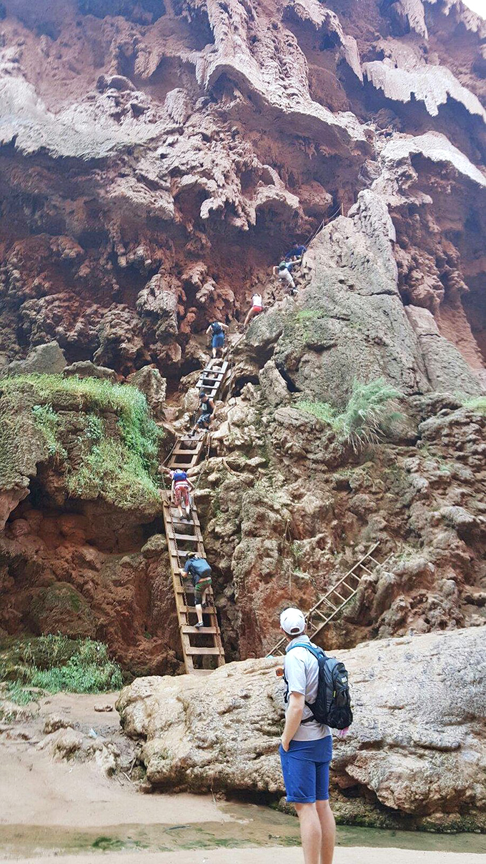 Those rickety ladders might look like props from an Indiana Jones movie, but they're your actual lifeline.