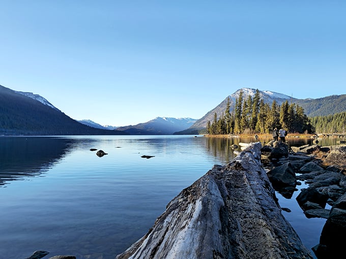 Lake Wenatchee's crystal waters mirror the surrounding mountains, creating a double dose of majesty that makes smartphone cameras work overtime.