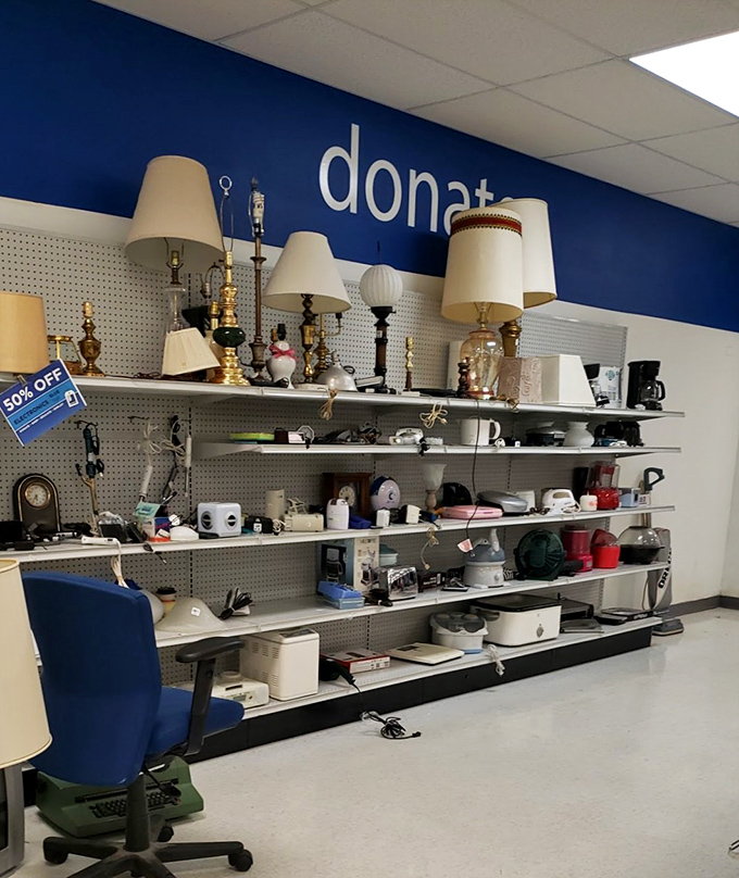 The lamp section: where lighting fixtures go for their second act. That vintage brass lamp base is begging to illuminate your reading nook.