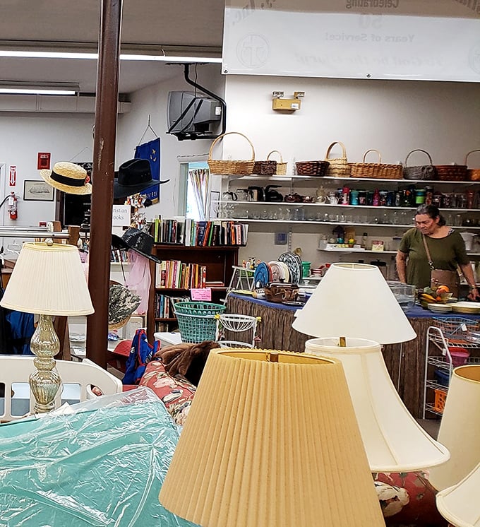 Lampshade heaven or lighting purgatory? Either way, these illuminating treasures await someone who can see their potential beyond the yellowed plastic.