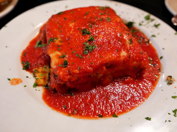 Lasagna that doesn't so much sit on the plate as command it &ndash; layers of pasta, cheese, and sauce in such perfect harmony they could form their own doo-wop group.