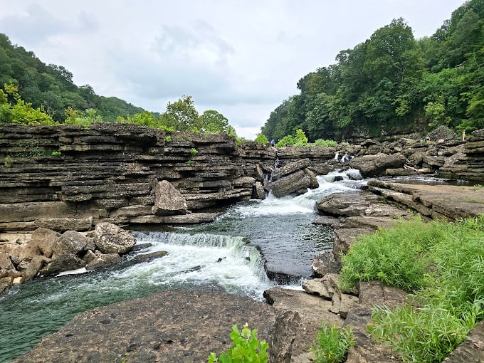 Nature's staircase of layered limestone tells a geological story millions of years in the making. Talk about patient artistry.