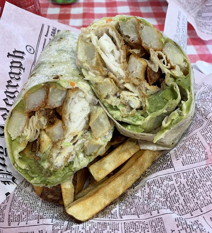 Fish and chips wrapped like a present in newspaper&mdash;the British tradition alive and well in Henderson. These flavor-packed bundles make the Queen's guards stand at attention.