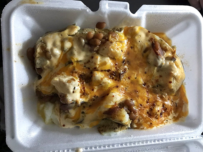 The loaded potato casserole looks like what would happen if comfort food decided to throw itself a party and invited cheese as the guest of honor.
