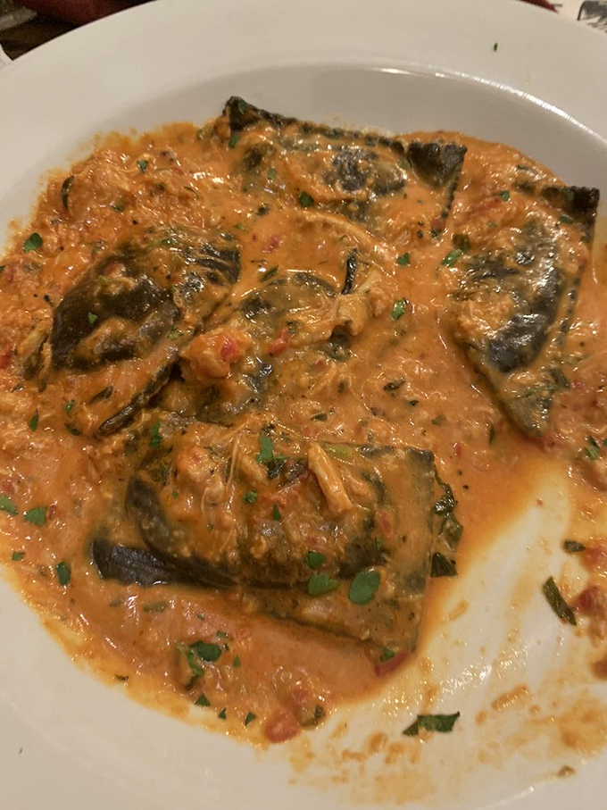 This isn't just lobster ravioli in sauce&mdash;it's a seafood spa treatment where fillets luxuriate in a tomato-cream jacuzzi of deliciousness.