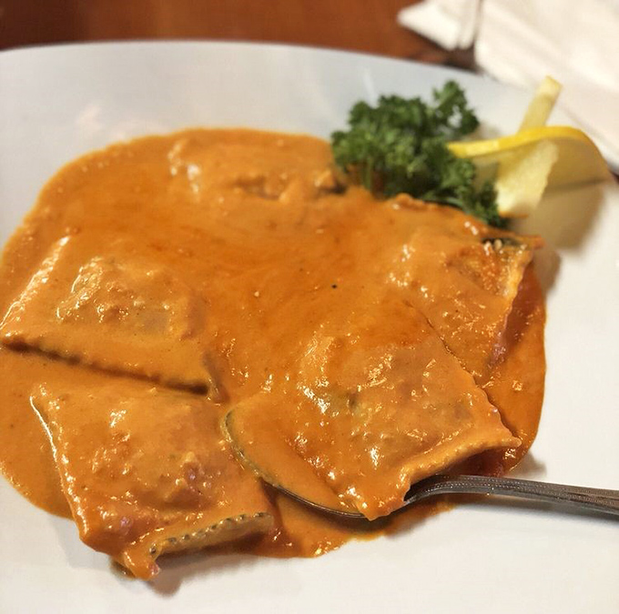These lobster ravioli swim in a sauce so good you'll be plotting ways to surreptitiously sop up every last drop with your bread.