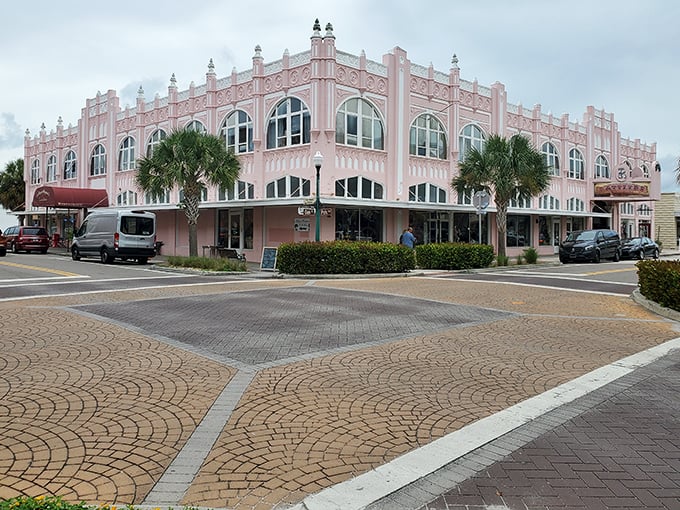 Mary Margaret's Tea & Biscuit occupies a corner of the iconic pink building, where Victorian architecture meets Florida palm trees in delightful harmony.