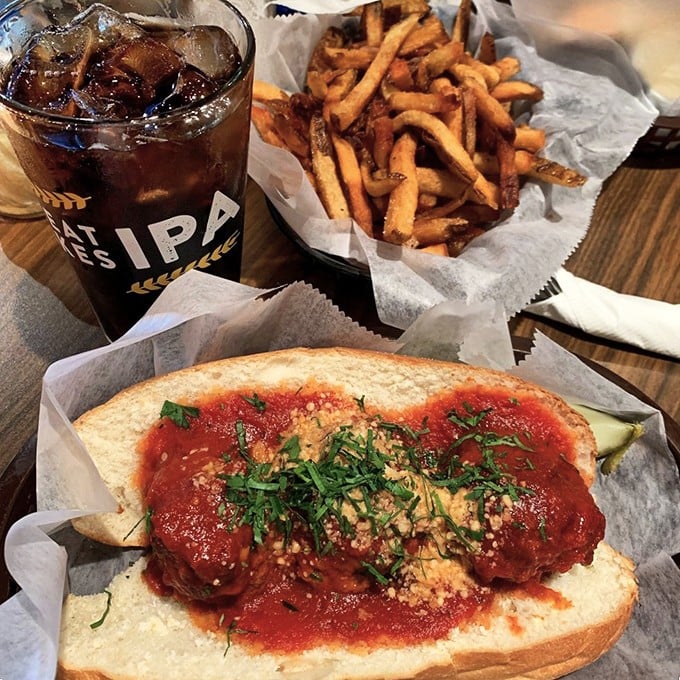 This meatball sandwich isn't messing around &ndash; hearty, saucy, and demanding your full attention. The parsley isn't decoration; it's a palate cleanser.