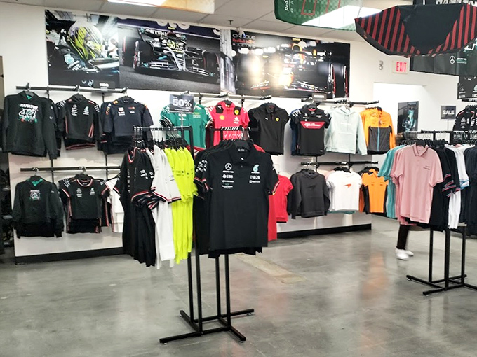 Formula 1 fashion hits the outlet circuit. These racing-inspired clothes let you dress like you belong in the pit crew without paying Monaco prices.