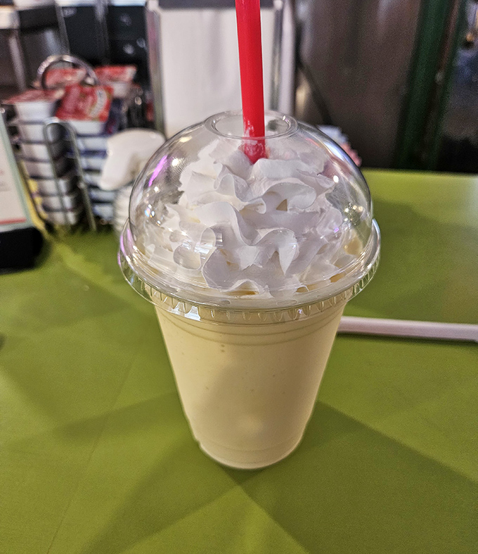 This milkshake topped with whipped cream proves that some childhood pleasures only get better when you're old enough to appreciate them.