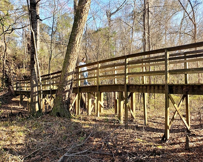 Walking this wooden boardwalk feels like stepping into a Southern fairy tale. Just watch for trolls... or maybe just the occasional sunbathing turtle.