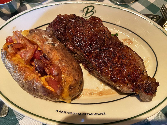 A New York Strip and loaded baked potato&mdash;the Fred Astaire and Ginger Rogers of steakhouse classics. They've been dancing together for decades for good reason.