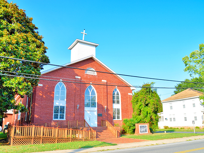 The brick church stands as a timeless anchor in the community. Sunday services here come with a side of history and genuine small-town fellowship.