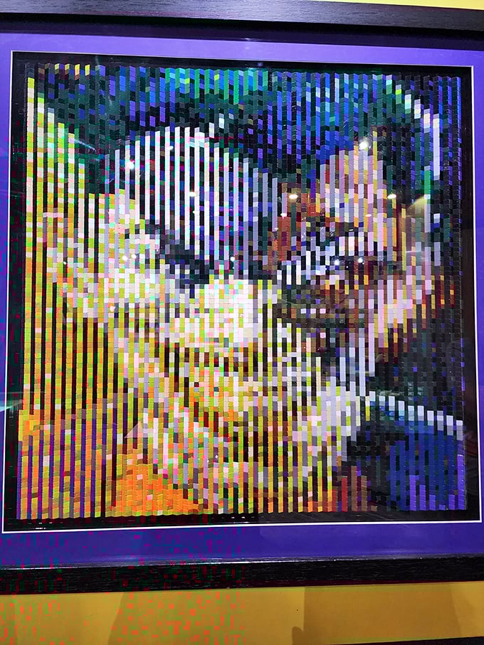 This mind-bending optical illusion transforms a familiar face into a dazzling puzzle of color and light. Look straight on&mdash;then from the side&mdash;for two completely different experiences!