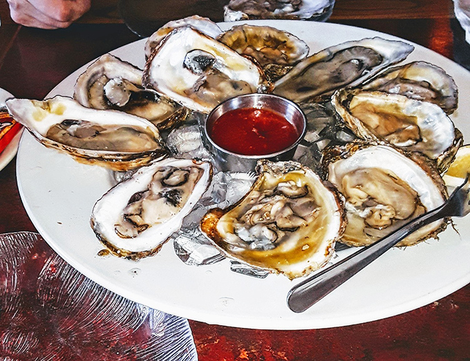 Fresh oysters on the half shell, briny and beautiful, proving that sometimes ugly really is just a state of mind.