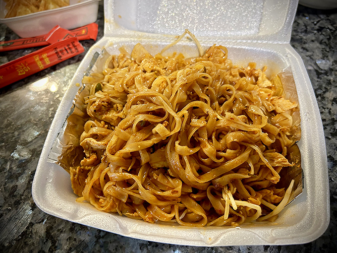 Pad Thai that respects tradition while seducing your taste buds. No ketchup-y sweetness here, just balanced, authentic flavors.