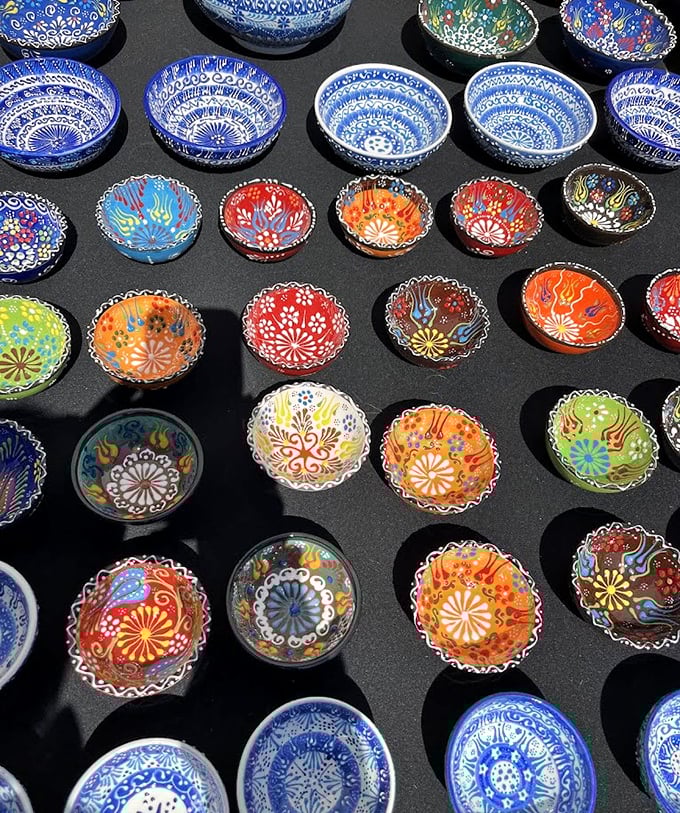 These hand-painted ceramic bowls bring a kaleidoscope of color to any table—tiny art galleries you can fill with guacamole.