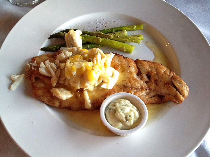 Pan-seared snapper with a side of asparagus&mdash;proof that sometimes the simplest preparations let truly fresh ingredients sing their siren song.