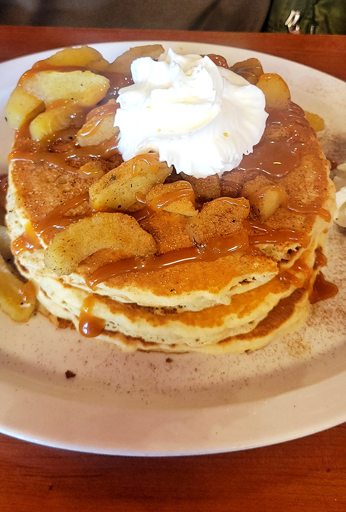 Pancakes that make you question every other pancake you've ever eaten. That apple topping isn't just delicious&mdash;it's making a compelling argument against ever skipping breakfast again.