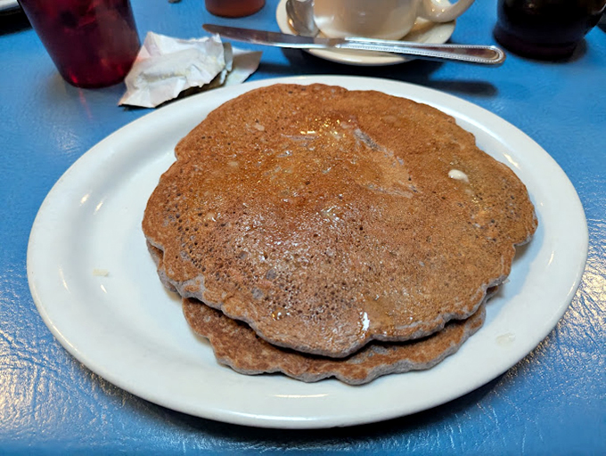 Blue corn pancakes that taste like they were made by someone who genuinely wants you to have a good day. Breakfast doesn't get more authentic than this.