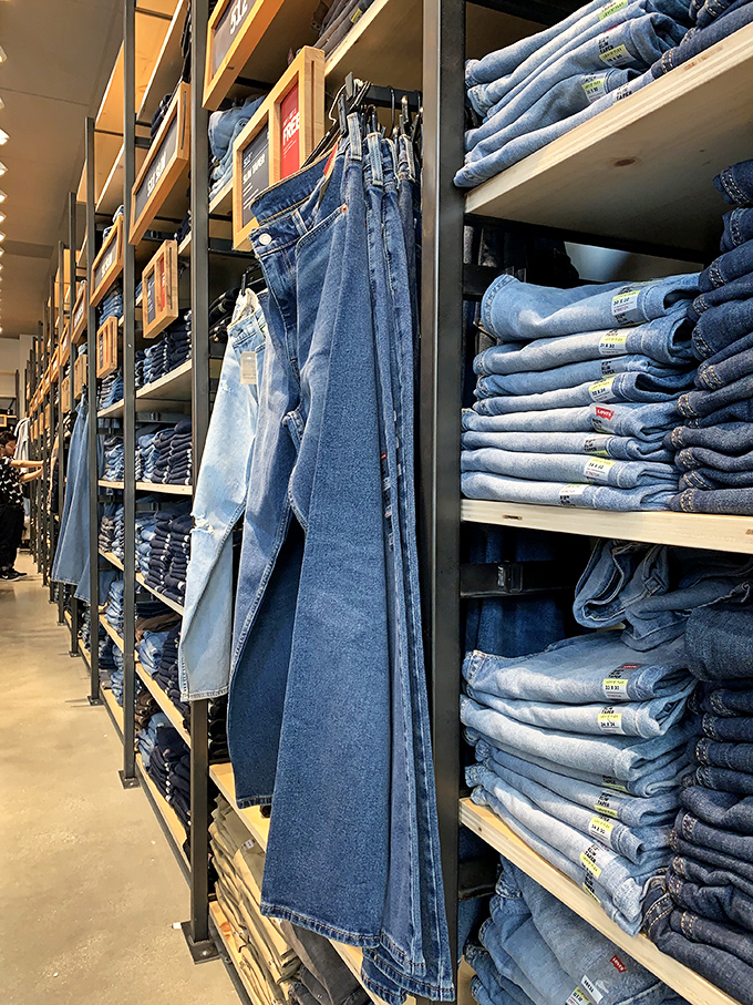 Denim for days! The jean scene at Tanger offers every wash, cut, and style imaginable. Finding your perfect pair feels like striking retail gold.