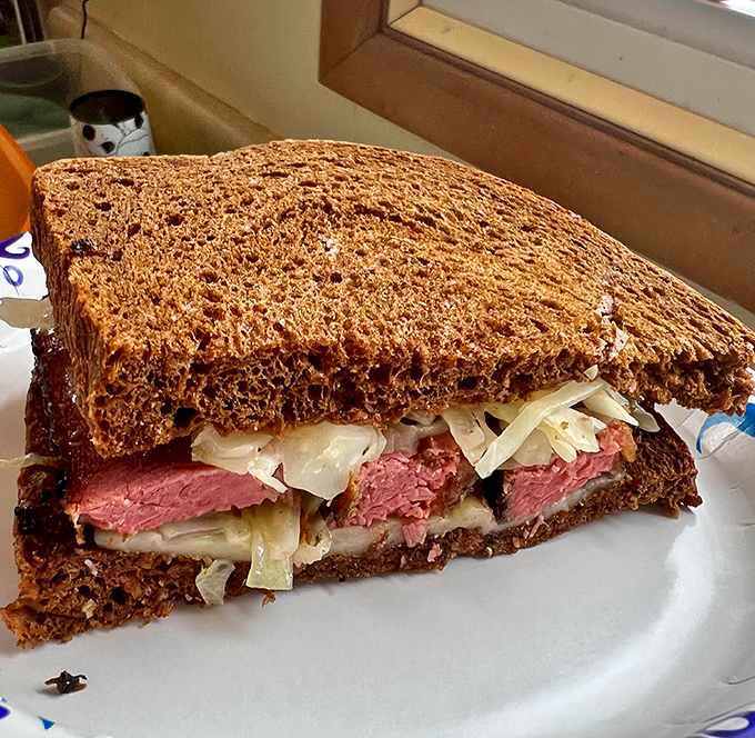 The pastrami Reuben here isn't just a sandwich, it's an architectural marvel of meat, sauerkraut, and bread engineering that demands respect.