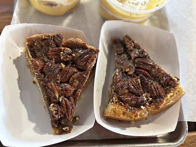 Pecan pie that would make your Southern grandmother weep with joy &ndash; buttery, sweet, and packed with nuts that snap between your teeth.