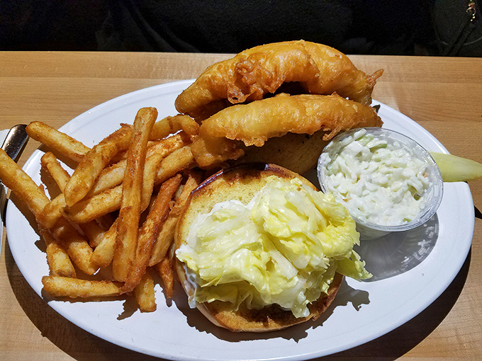 Lake perch transformed into golden treasures, served with a side of fries that would make any potato proud. Pure Michigan, pure deliciousness.