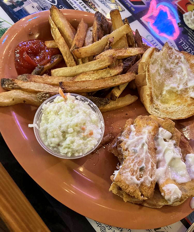 This perch sandwich doesn't need fancy garnishes to show off&mdash;just a squirt of ketchup, crispy fries, and the knowledge that lake-to-plate perfection exists.