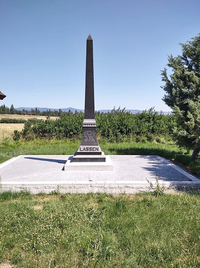 History stands tall at the Peter Lassen monument, a reminder that California's story extends far beyond coastal cities.