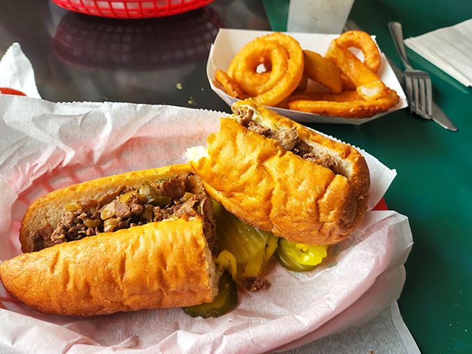 A proper cheesesteak doesn't need Philadelphia's skyline to be authentic. This beauty, with its tender beef and melted cheese, makes a compelling argument for Hoosier sandwich mastery.