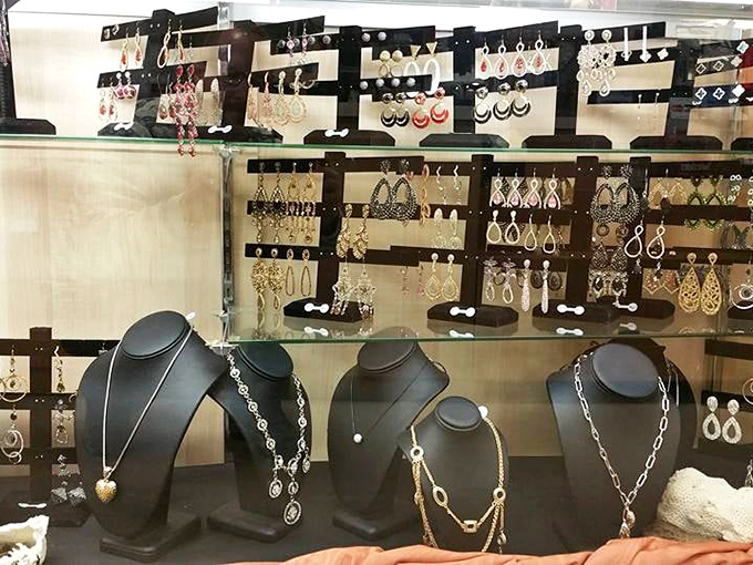 Jewelry displays that sparkle with possibility. One person's discarded accessory becomes another's statement piece, all for less than lunch.