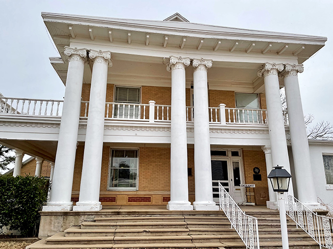 The stately columns of the Pioneer Museum stand guard over Sweetwater's history, looking like the White House's charming country cousin.