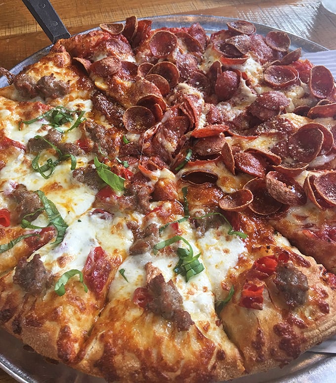 Half pepperoni, half sausage, all delicious&mdash;this pizza's crispy-chewy crust and bubbling cheese would make an Italian grandmother weep with joy.