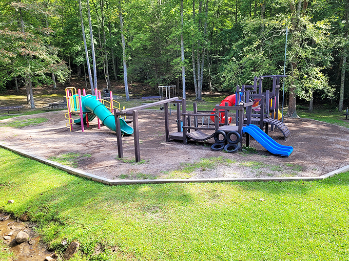 Kid-tested, parent-approved: the park's playground offers little adventurers a chance to burn energy before hitting the trails.