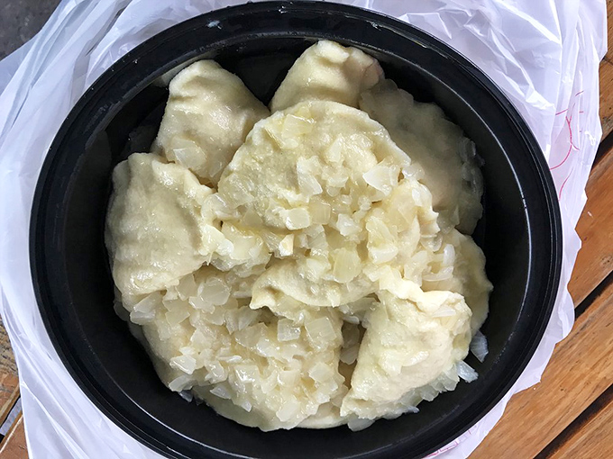 These potato pierogies glisten with buttery goodness, waiting to transport you to carbohydrate heaven. Grandmothers across Eastern Europe would weep with pride.