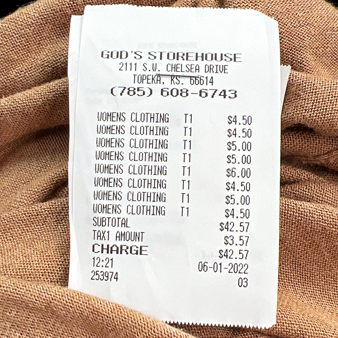 The receipt that launched a thousand brags. "This whole outfit? Less than fifty bucks!" becomes your new favorite conversation starter at parties.