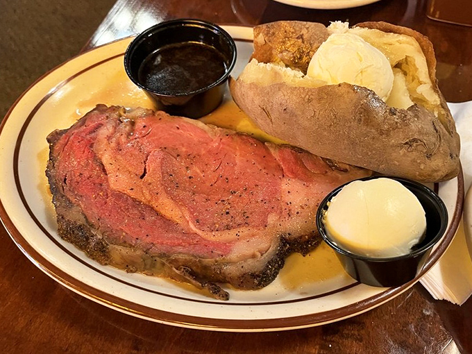 Prime rib so perfectly pink, it could make a vegetarian question their life choices.