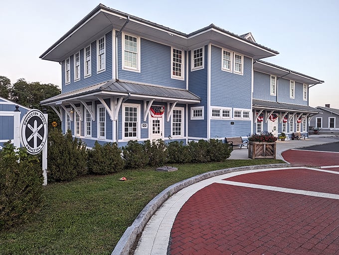 The Princeton Railroad Museum's distinctive blue exterior houses stories of the rails that once connected this mountain town to the world.