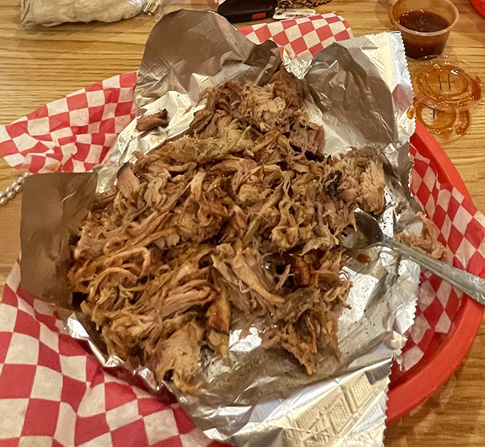 Pulled pork that doesn't need a filter or fancy presentation. Just honest meat that's had a long, smoky conversation with time.