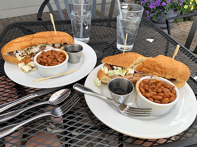 Two sandwiches, two sides of beans, infinite happiness. This is the math equation that actually matters in life.