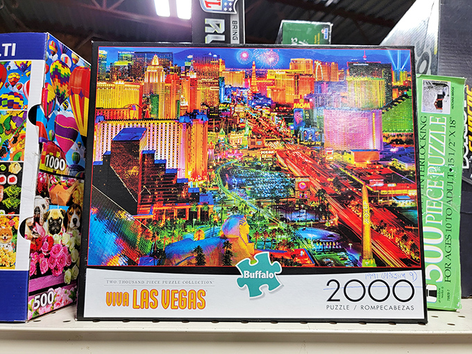 Puzzle paradise! Nothing says "cozy winter evening" like assembling 2,000 pieces of Las Vegas neon while sipping hot chocolate.