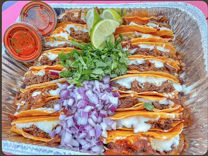 Quesabirrias: where the taco and grilled cheese had a beautiful baby. That melty cheese pull is the stuff of dreams.