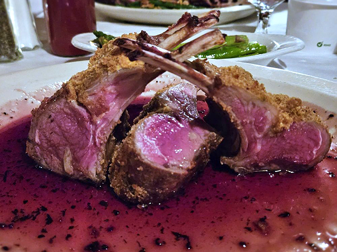 The rack of lamb wears its bread crumb crust like a bespoke suit, elegant yet approachable.