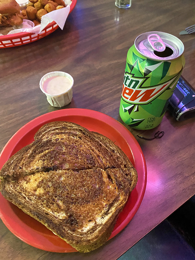 That marble rye is doing the heavy lifting here, cradling a Reuben that means business.