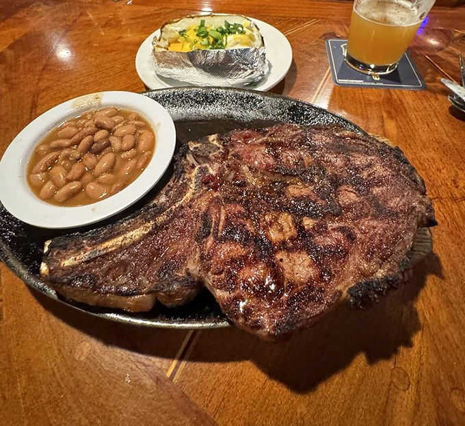 Behold the ribeye in its natural habitat &ndash; charred exterior, juicy interior, and a bone that says, "Yes, this was once a magnificent creature."
