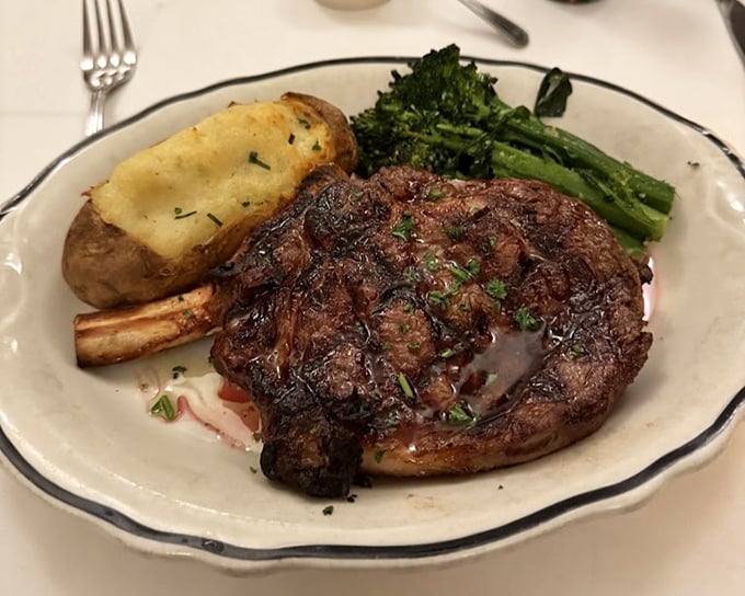 When seafood isn't your jam, the ribeye steps in like a reliable understudy, perfectly charred and ready for its close-up.