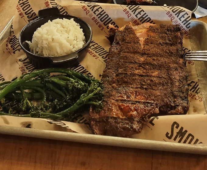 Behold the barbecue trinity: perfectly smoked ribs, creamy mashed potatoes, and vibrant greens &ndash; a balanced meal for unbalanced times.