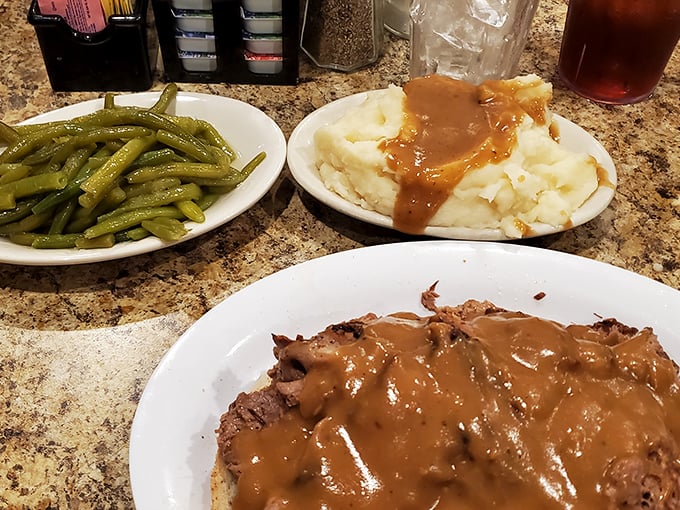Comfort on a plate &ndash; tender roast beef swimming in rich gravy alongside mashed potatoes and green beans that would make your grandmother nod approvingly.